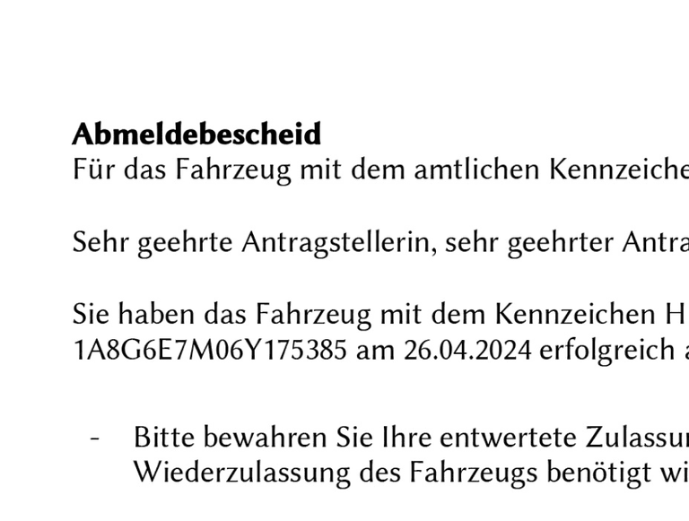 Kfz-Abmeldung online - Außerbetriebsetzung in 3 Min.